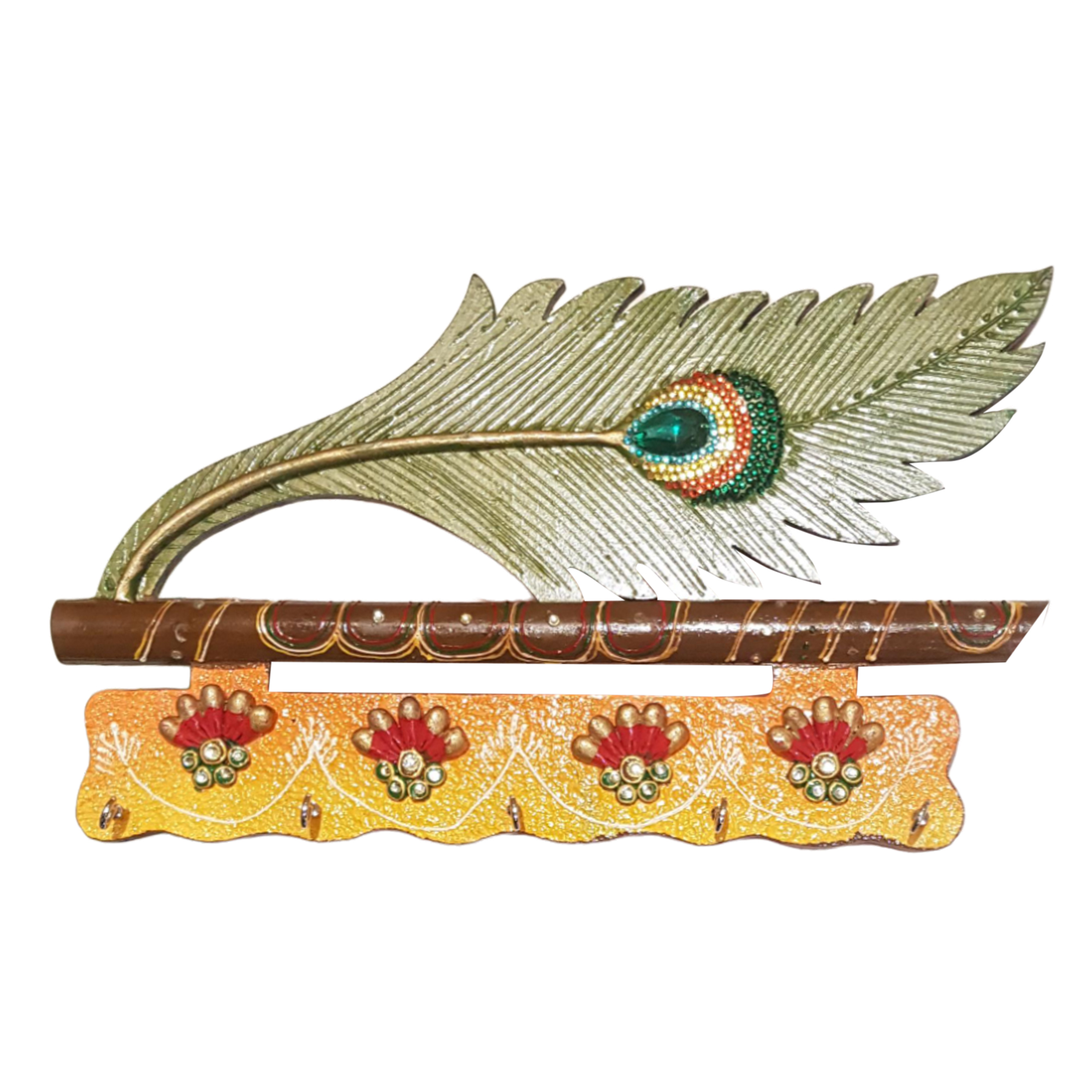 Wooden Mor Pankh Key Hanger | Namaste India Handicrafts